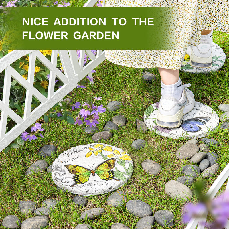 Arlmont & Co. 3PC Pretty Garden Stepping Stones, 9.8" | Wayfair