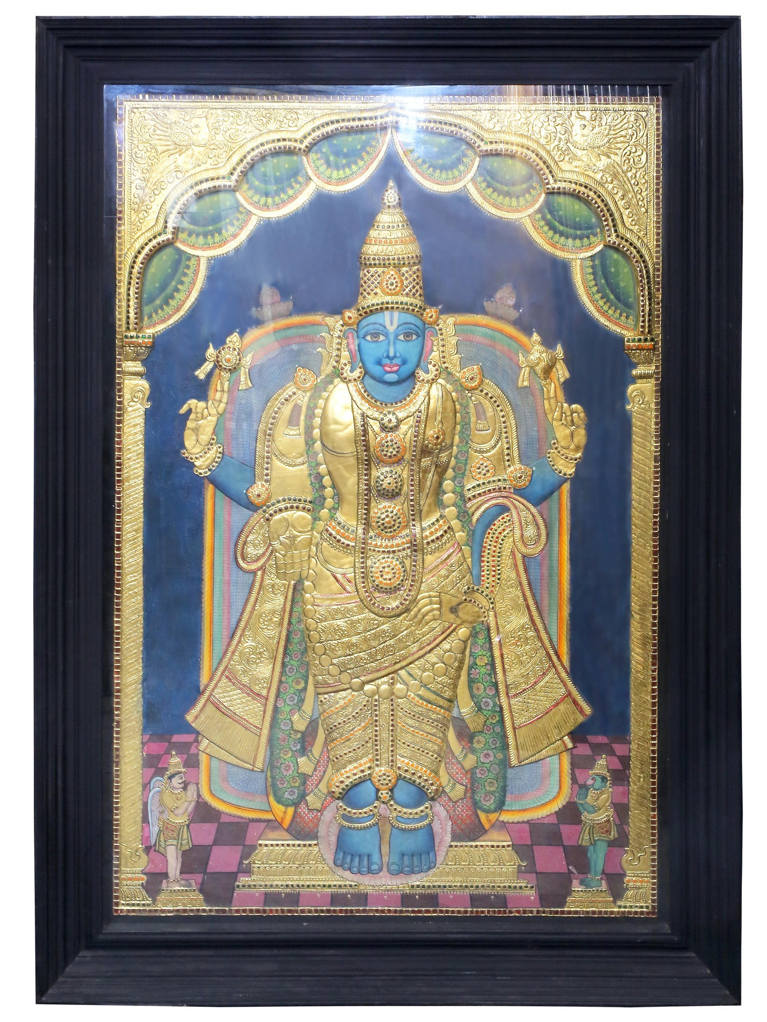Bungalow Rose Standing Lord Vishnu | Traditional Colors With 24K Gold ...