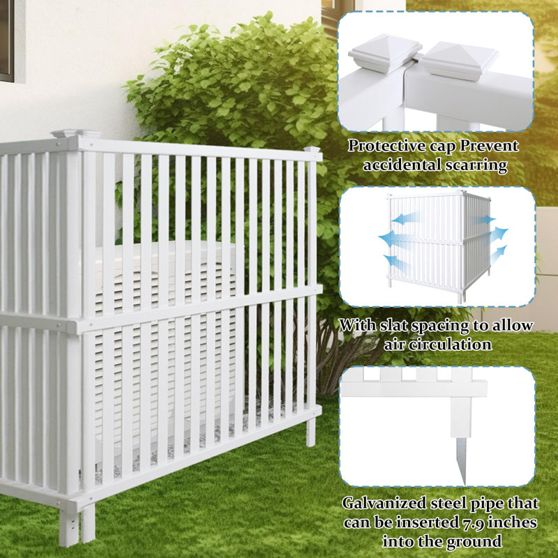 Artpuch 42"W X 48"H Air Conditioner Fence, White Panel for Outside(2 ...