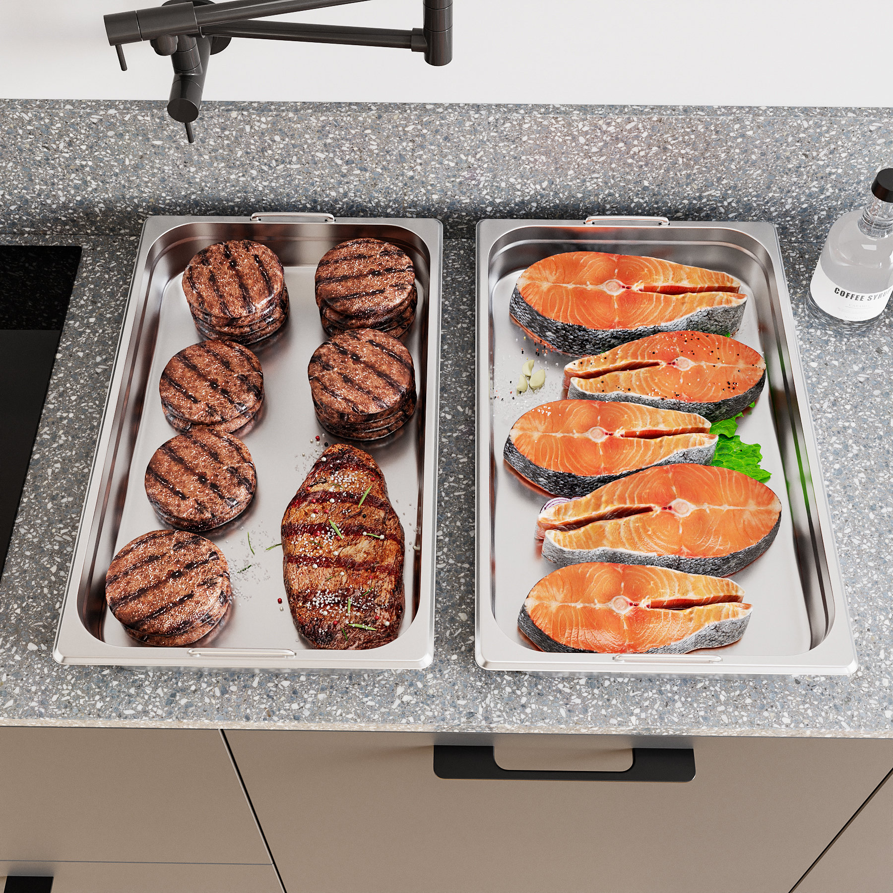 Prep & Savour 21"x 13" Set of 6 Hotel Pan, Steam Table Pans, Stainless ...