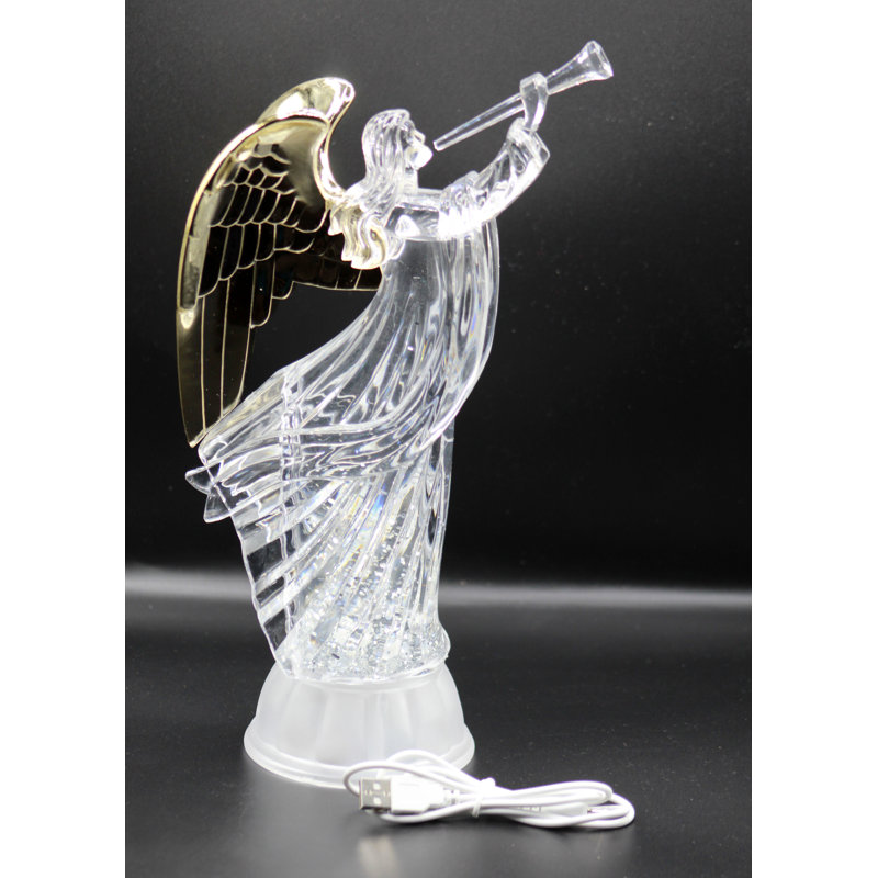 The Holiday Aisle® Electric-Led Light Up 12'' Angel Trumpet Statue ...