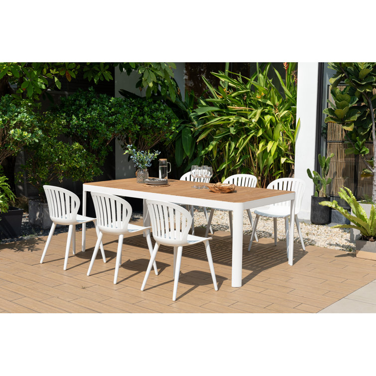 Corrigan Studio® Lujane FSC Certified Teak and Aluminum 7pc Outdoor ...