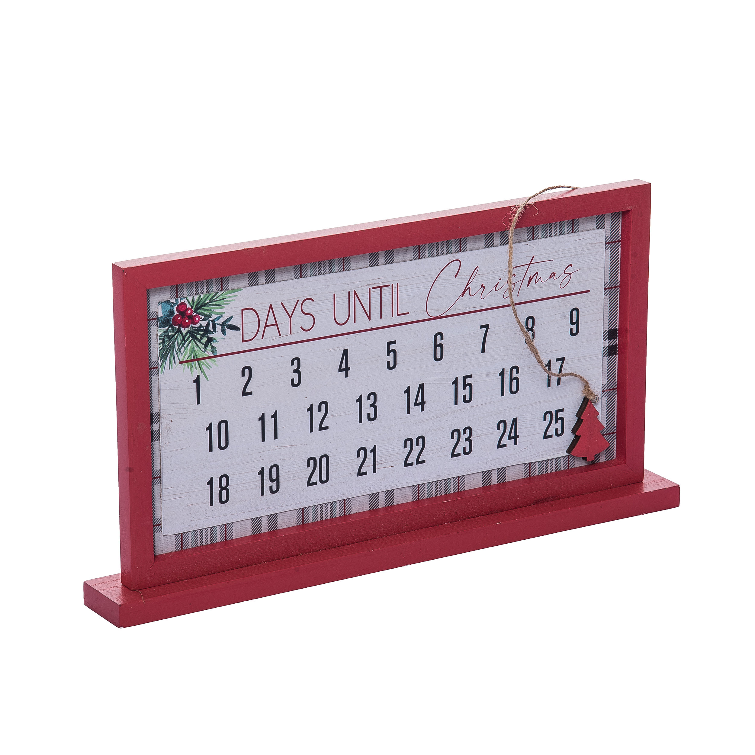 Transpac Wood 12.99 in. Multicolor Christmas Traditional Plaid Advent ...