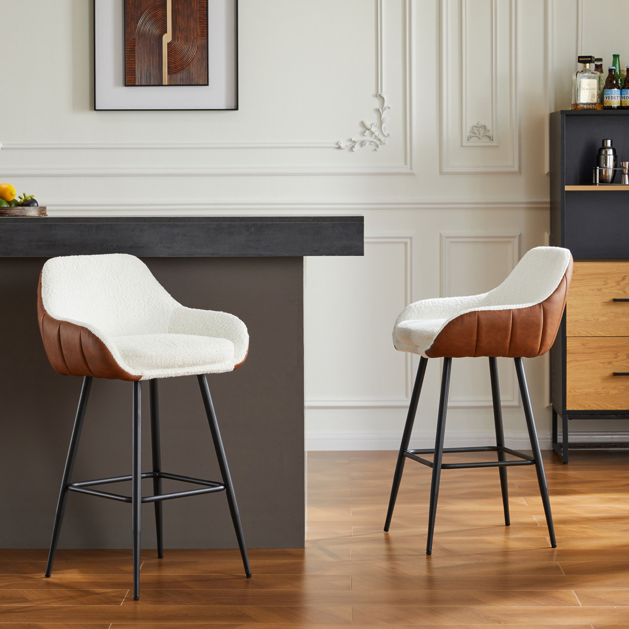 George Oliver 26" Modern Counter Height Bar Stools Set Of 2, Mid ...