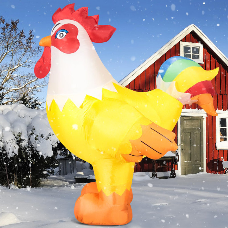 The Holiday Aisle® Christmas Rooster Inflatable with LED Lights for ...