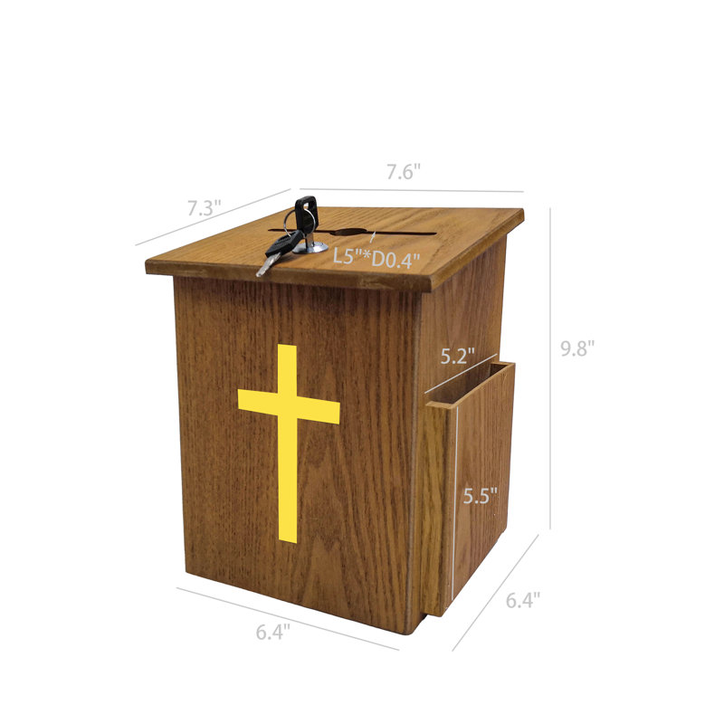 FixtureDisplays Box, Church Collection Donation Charity w/ Cross 7.5"W ...