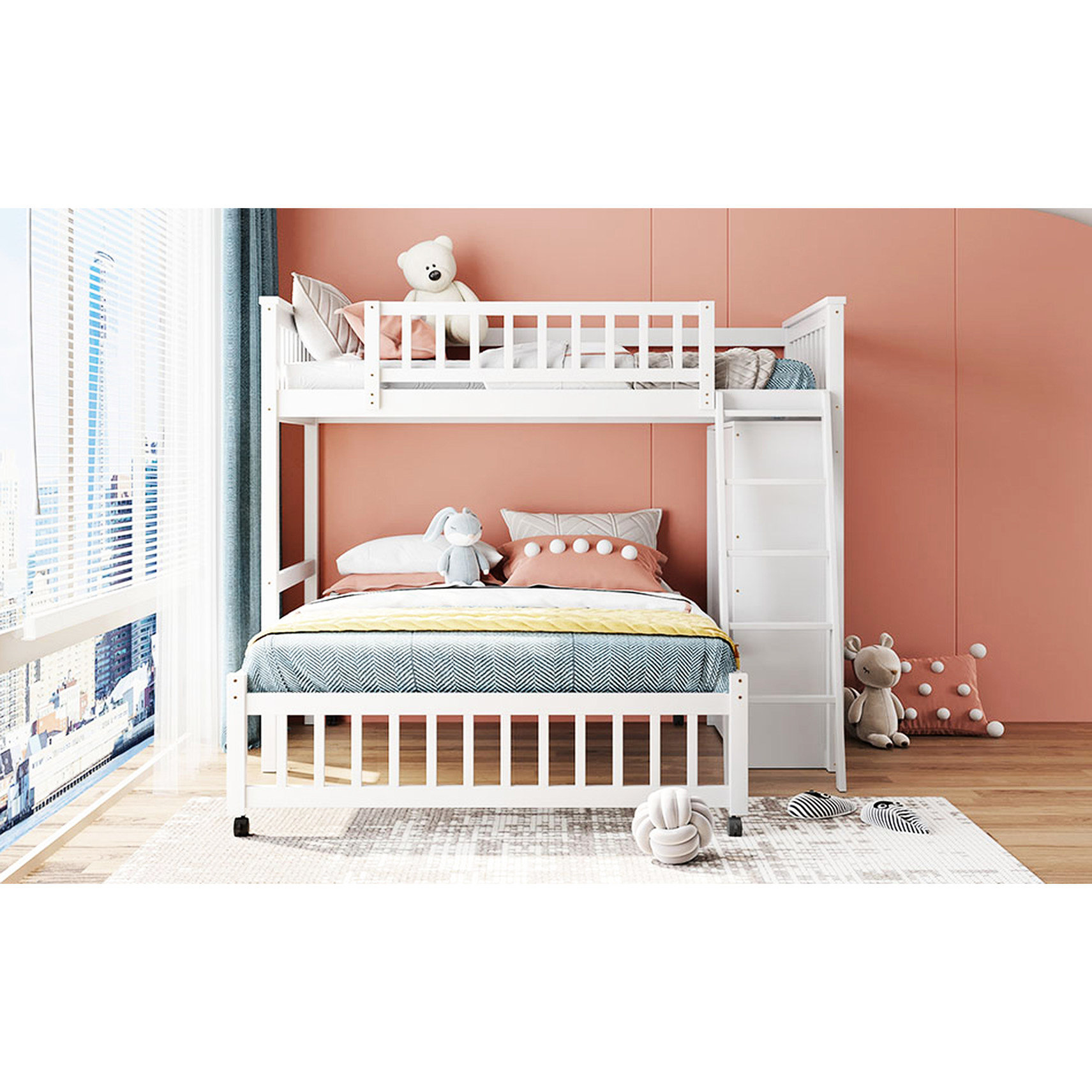 Latitude Run® Wooden Bunk Bed With Six Drawer Convenience And ...