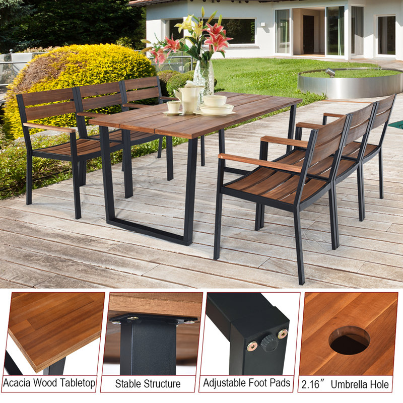 Loon Peak® Janousek 6 - Person Rectangular Outdoor Dining Set & Reviews ...