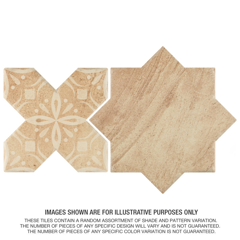 Merola Tile Tech Land Star & Cross Fire 6" x 12" Porcelain Singular ...