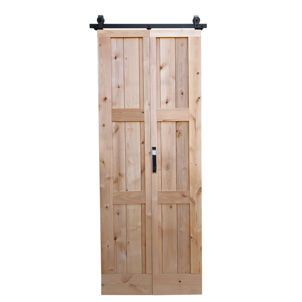 Lubann Solid Wood Barn Doors with Installation Hardware Kit Bifold Barn ...