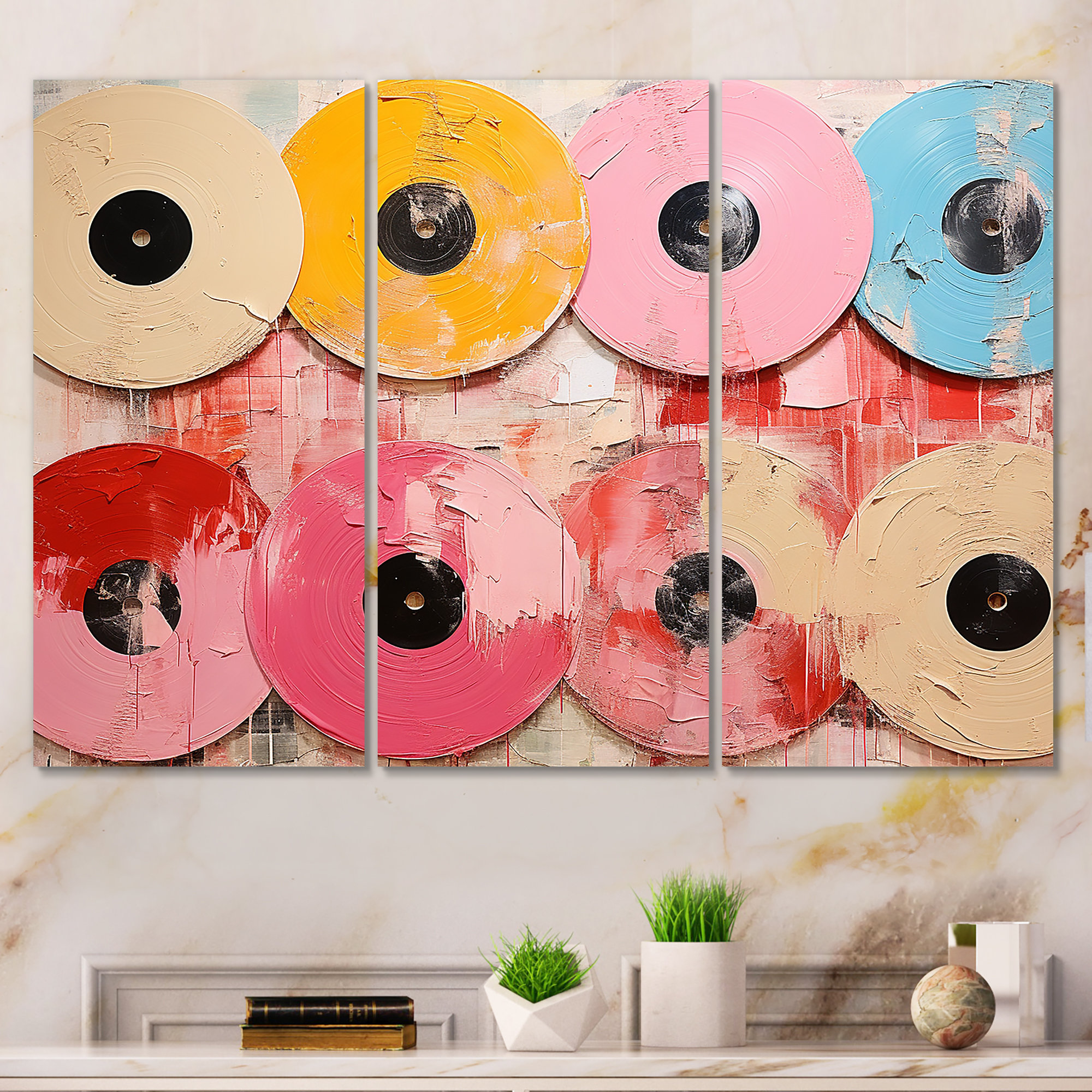 Ivy Bronx Pink Vinyl Records Display I - Vinyl Records Wall Art | Wayfair