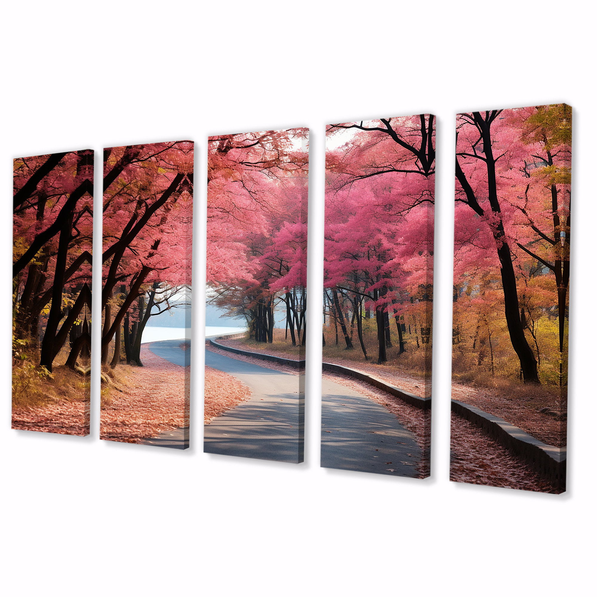 Latitude Run® Rosy Blooming Pathway Into The Forest III - Road 5 Piece ...