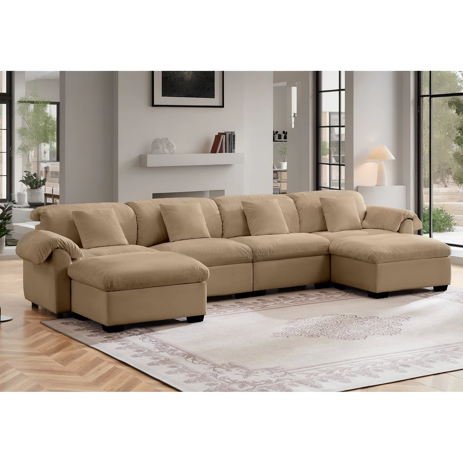 Hokku Designs U Shaped Couch, U Shaped Sectional Cloud Sofa , Sectional ...