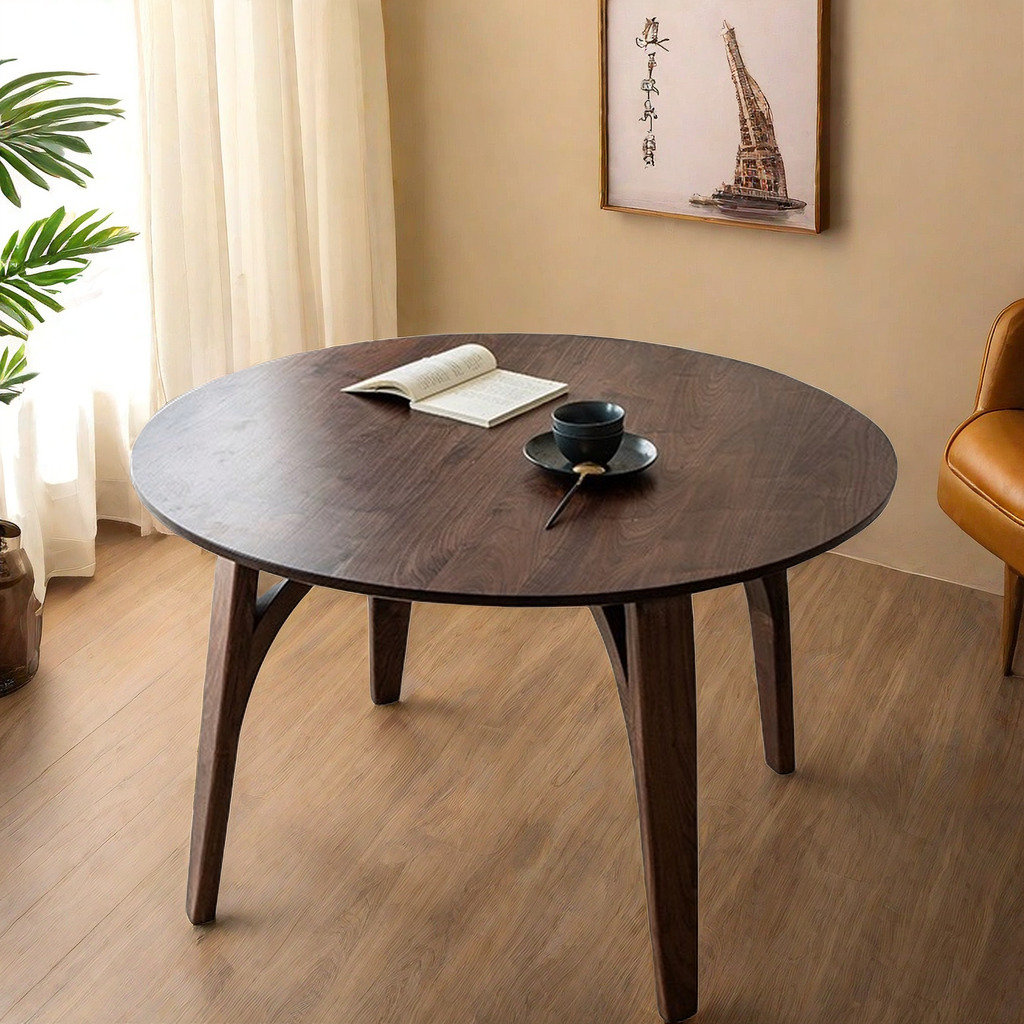 Dining Elegance Solid Wood Simple Red Oak Dining Table Round Dining ...