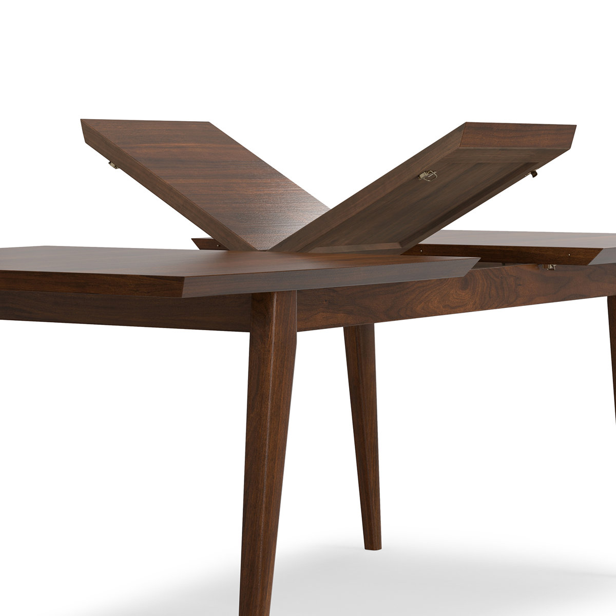Simpli Home Draper 66-84"W Walnut Extendable Dining Table, Mid-Century ...
