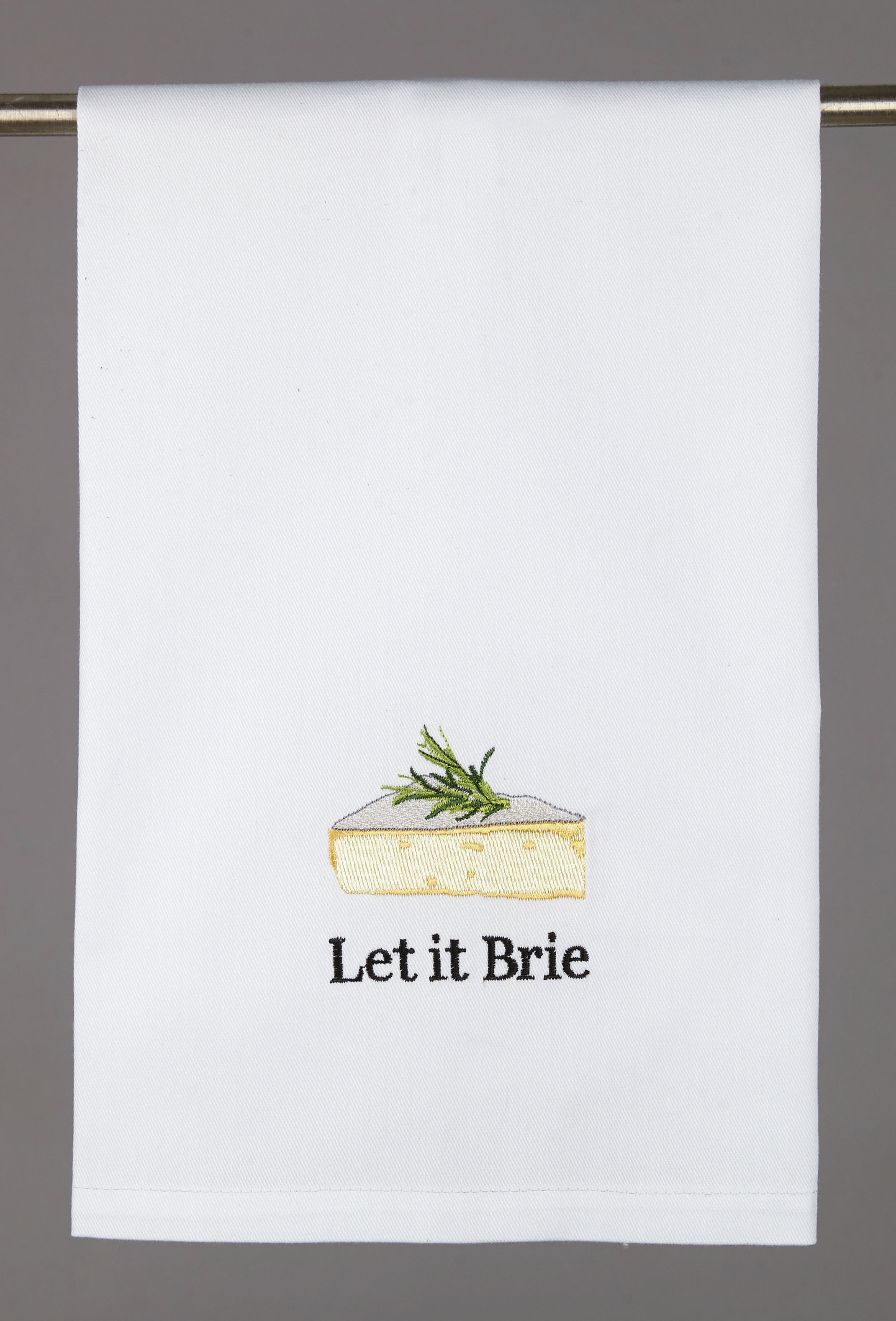 Wrought Studio™ Let It Brie Cotton Embroidered Tea Towel | Wayfair