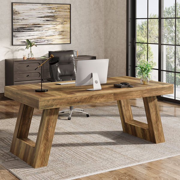 Millwood Pines 63 Inches Wood Executive Desk, Home Office Computer Desk ...