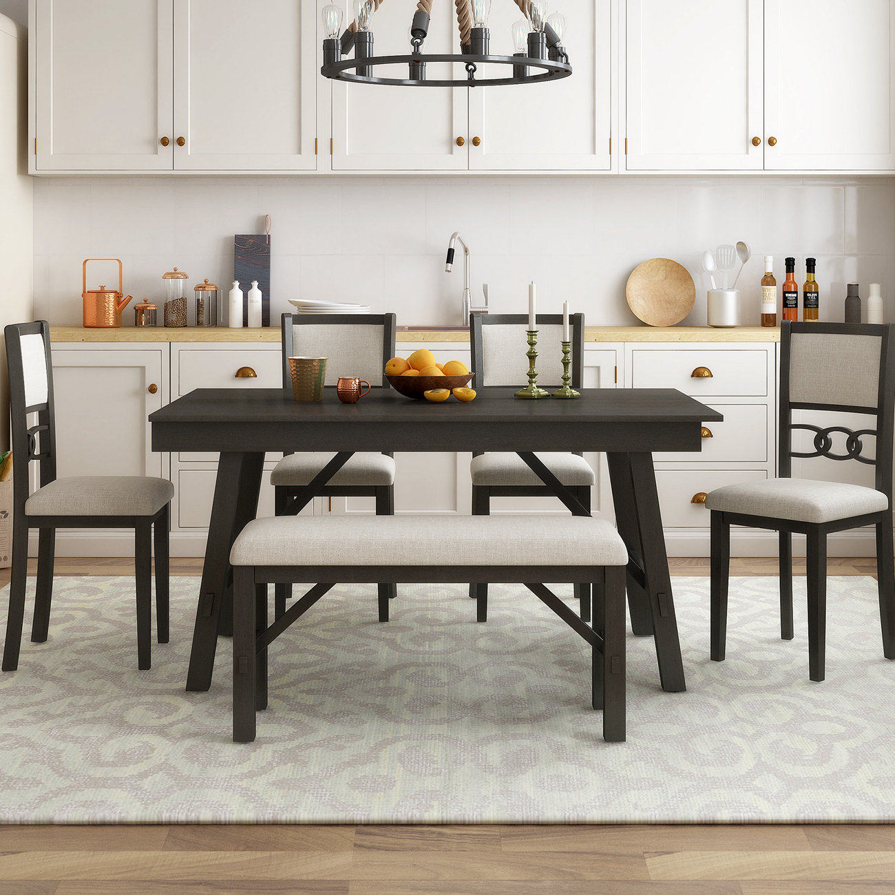 Red Barrel Studio® Dining Set with Bench Dining Table with Bench ...