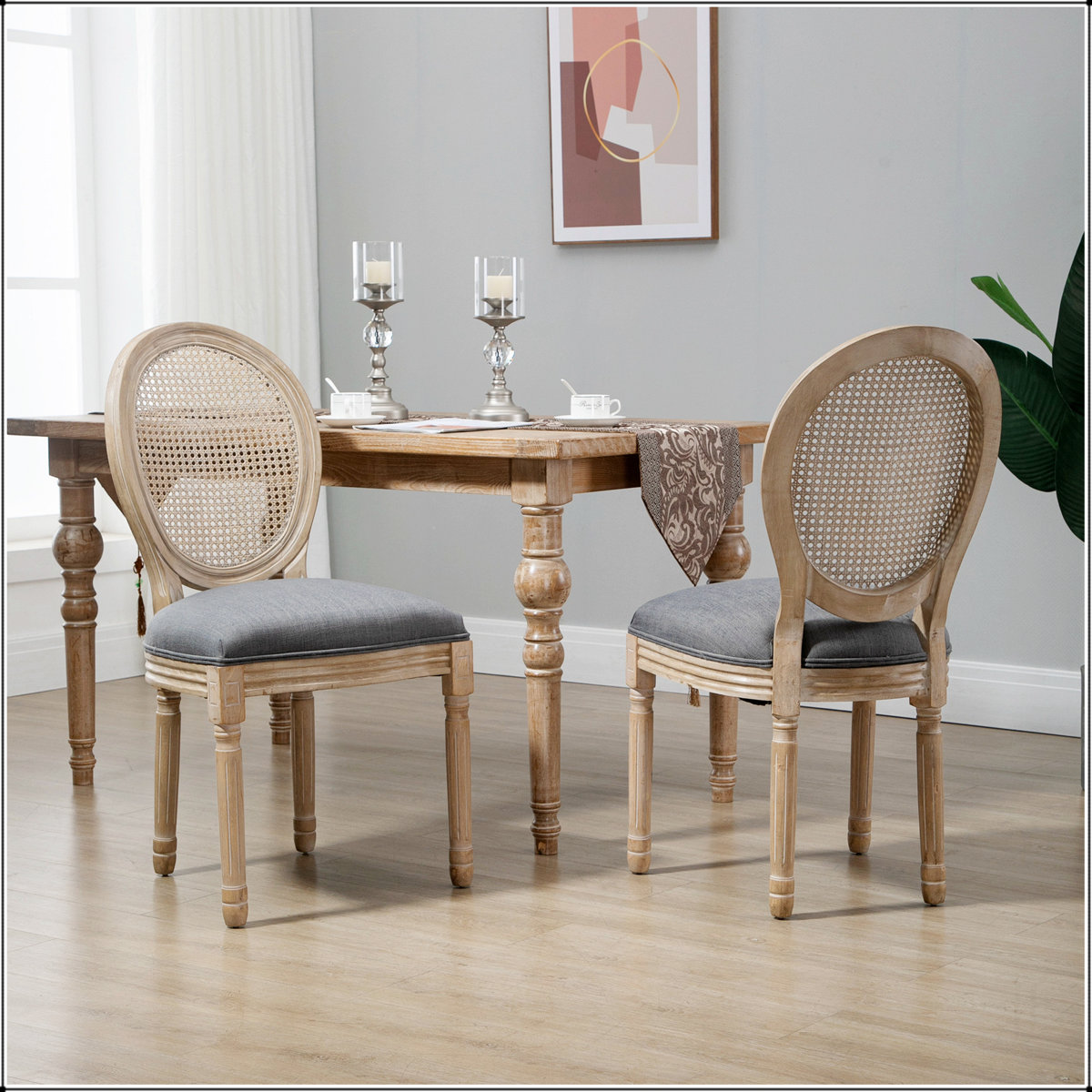 One Allium Way® French-Style Upholstered Dining Chair Set, Armless ...