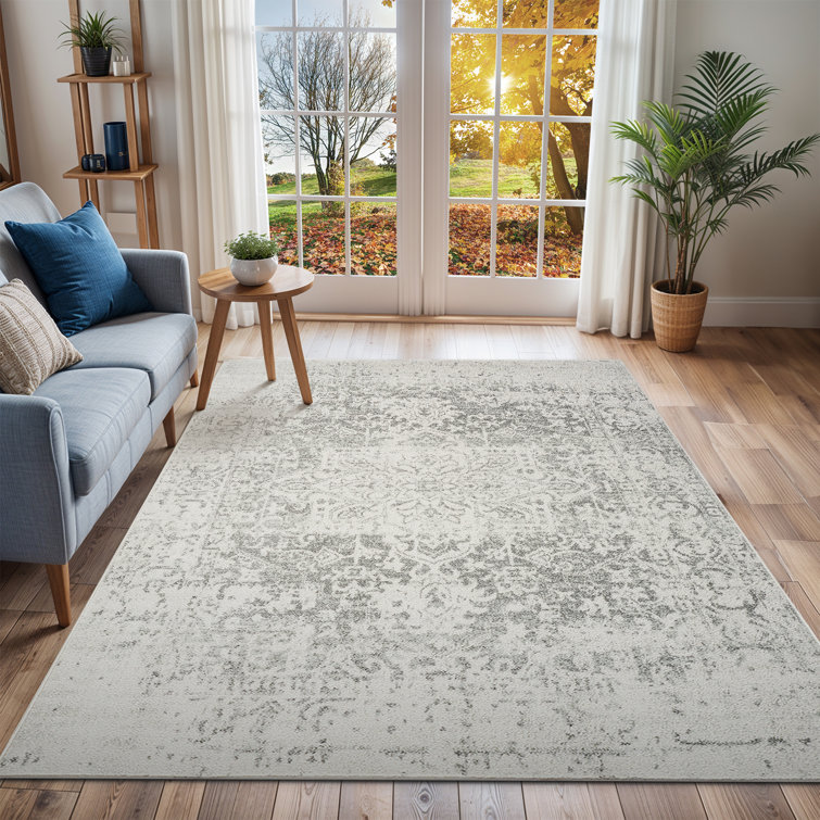 Three Posts Brambach Power Loom Light Grey/Beige Rug & Reviews ...
