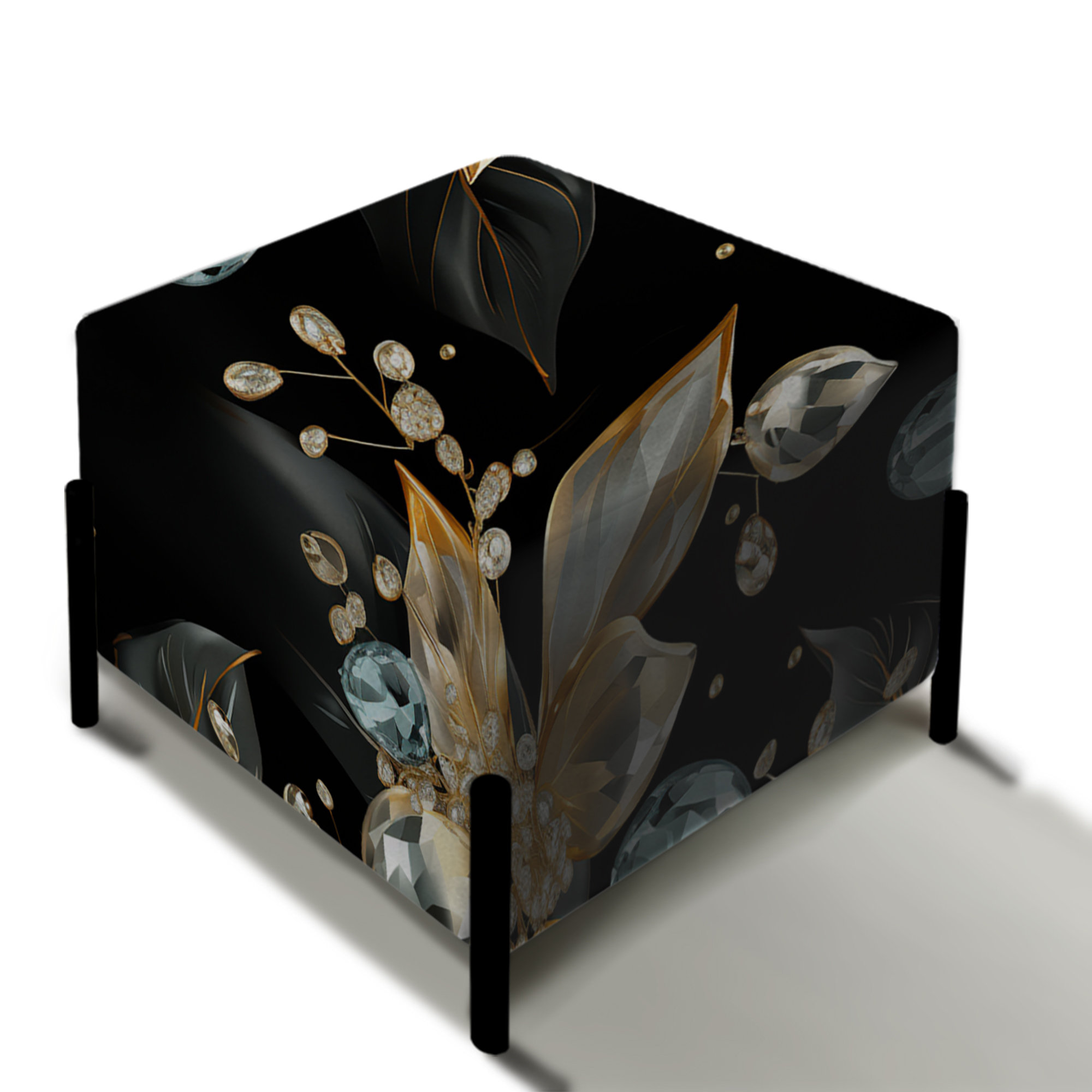 Design Art Blue And Black Opulent Crystal Splendor - Glam Square ...