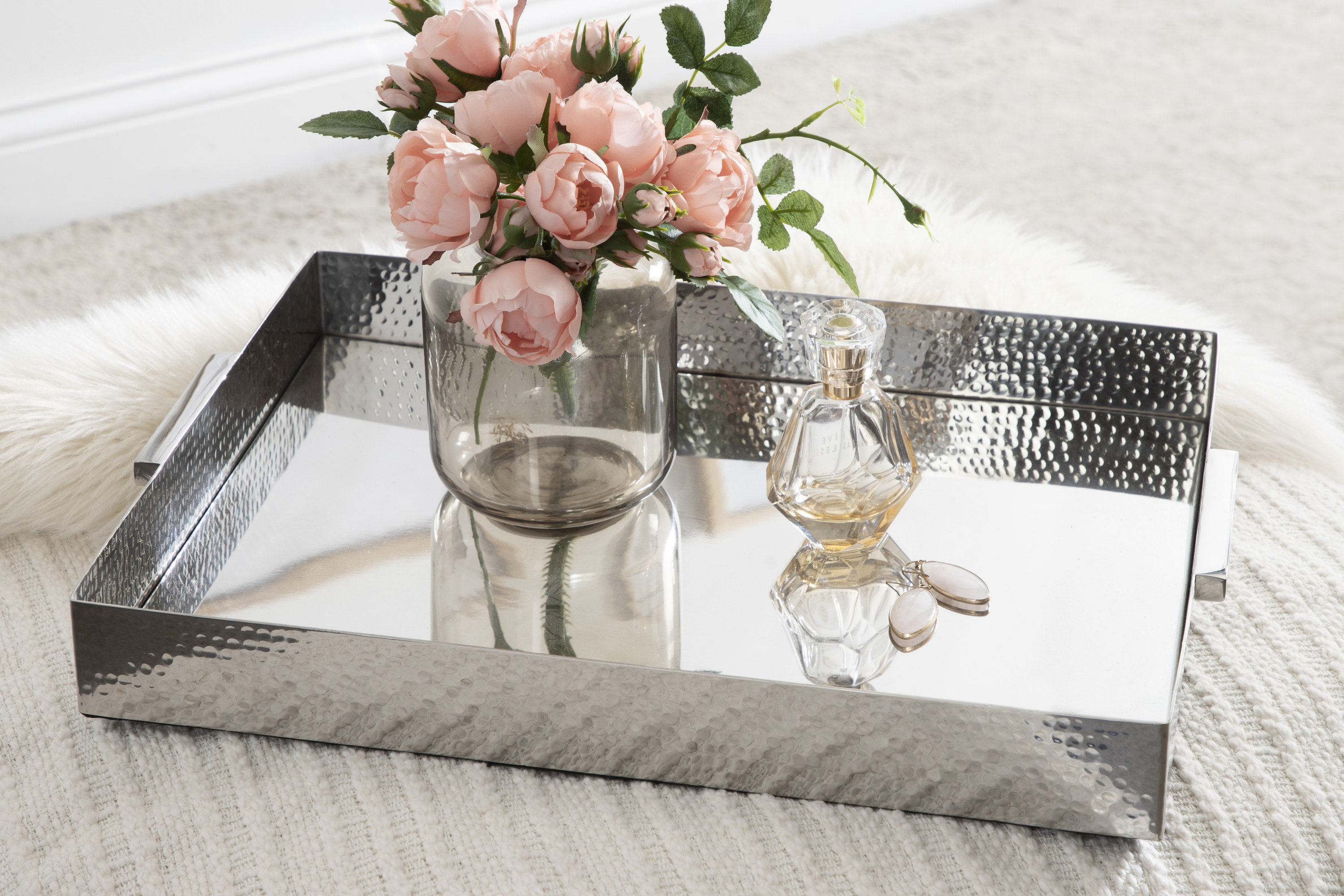 Latitude Run® Yasmine Round Hammered Metal Serving Tray | Wayfair