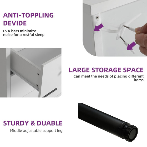 Mercer41 Modern Double Storage Cabinet 7 Drawer Dresser Chests Of ...