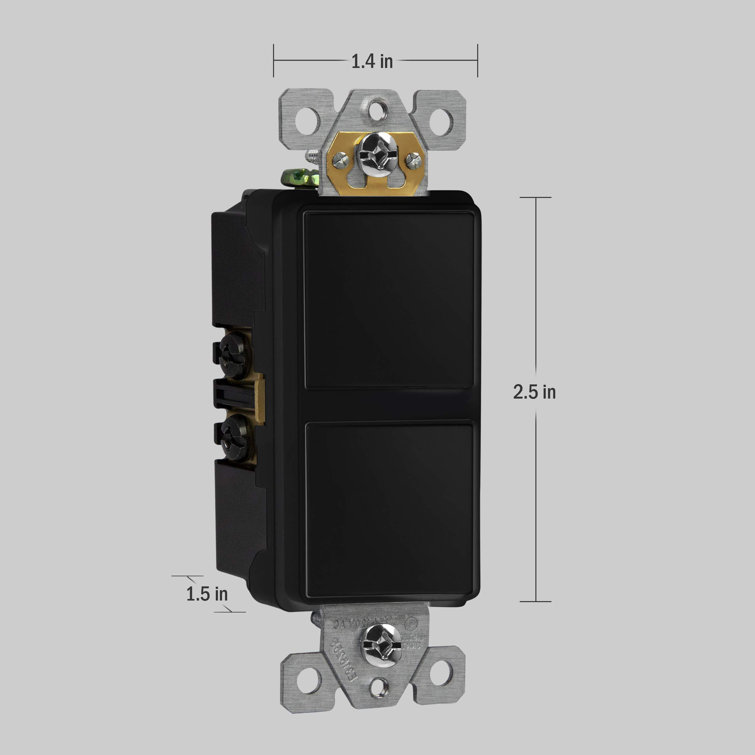 Enerlites 15-Amp Single Pole Double Rocker Light Switch - Wayfair Canada