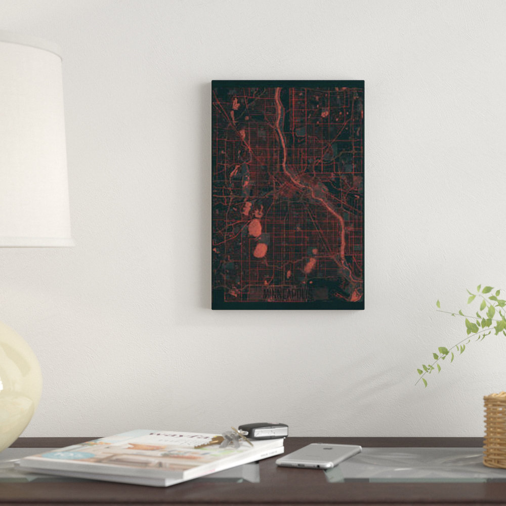 East Urban Home 'Minneapolis Infrared Urban Blueprint Map' Graphic Art ...