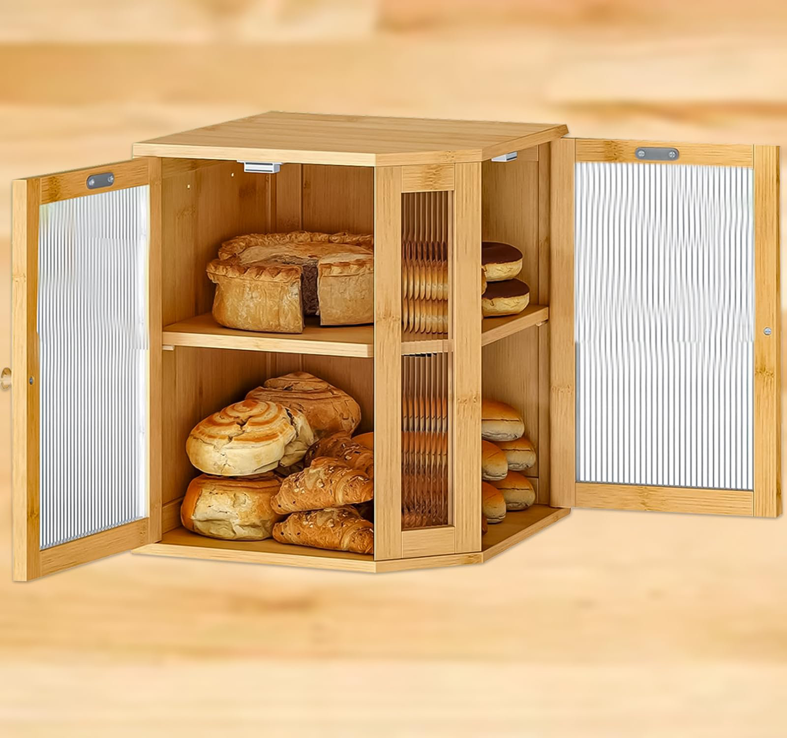 One Allium Way® Corner Bread Box For Kitchen Countertop - Airtight ...