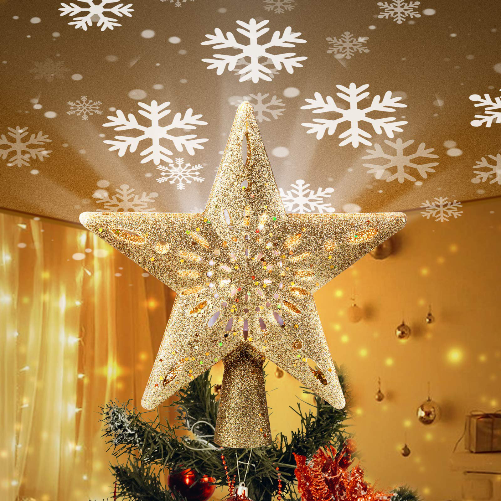 The Holiday Aisle® Gullion Christmas Angel Tree Topper With Built-In ...