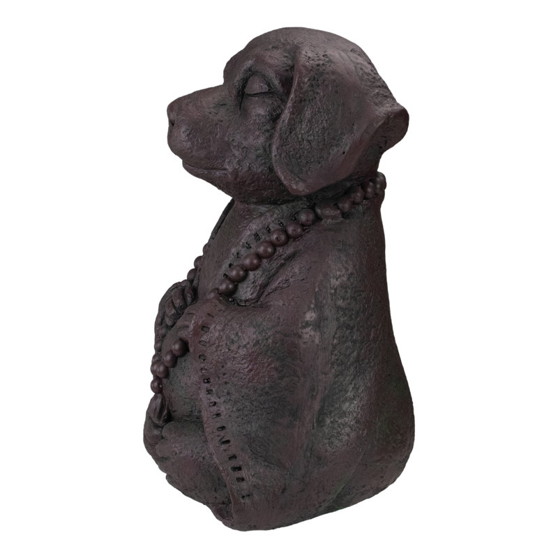 Trinx 17" Dark Gray Meditating Buddha Dog Outdoor Garden Statue | Wayfair