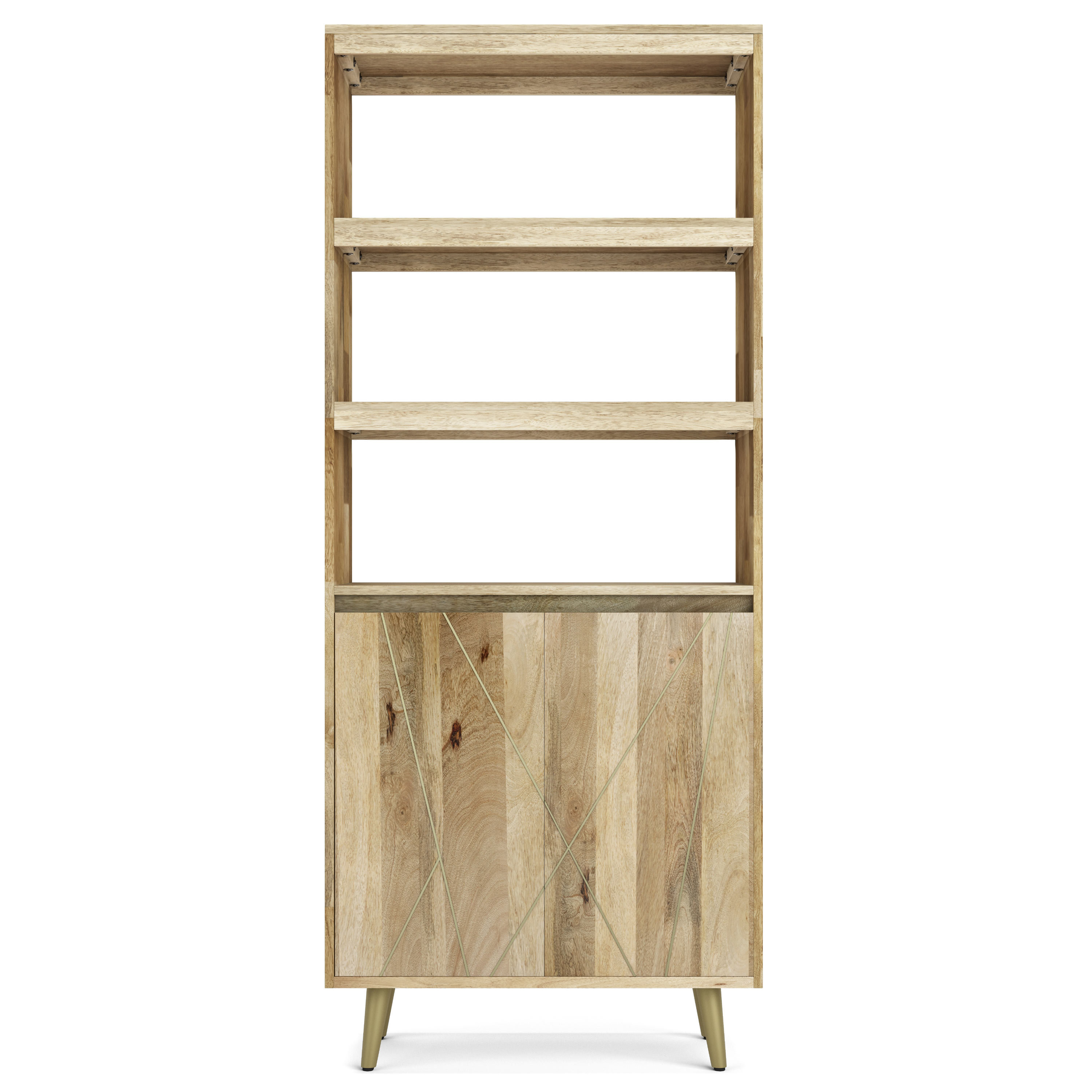 Simpli Home Jager 30"W Solid Mango Wood 3 Shelf Contemporary Bookcase ...