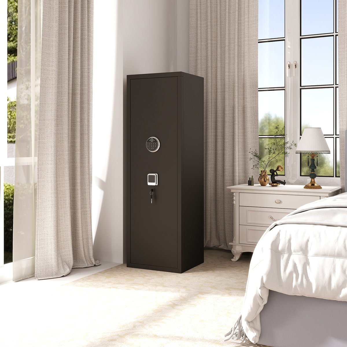 Inbox Zero Large Gun Safe Cabinet With 3 Pistol Pouches, Gun Money ...