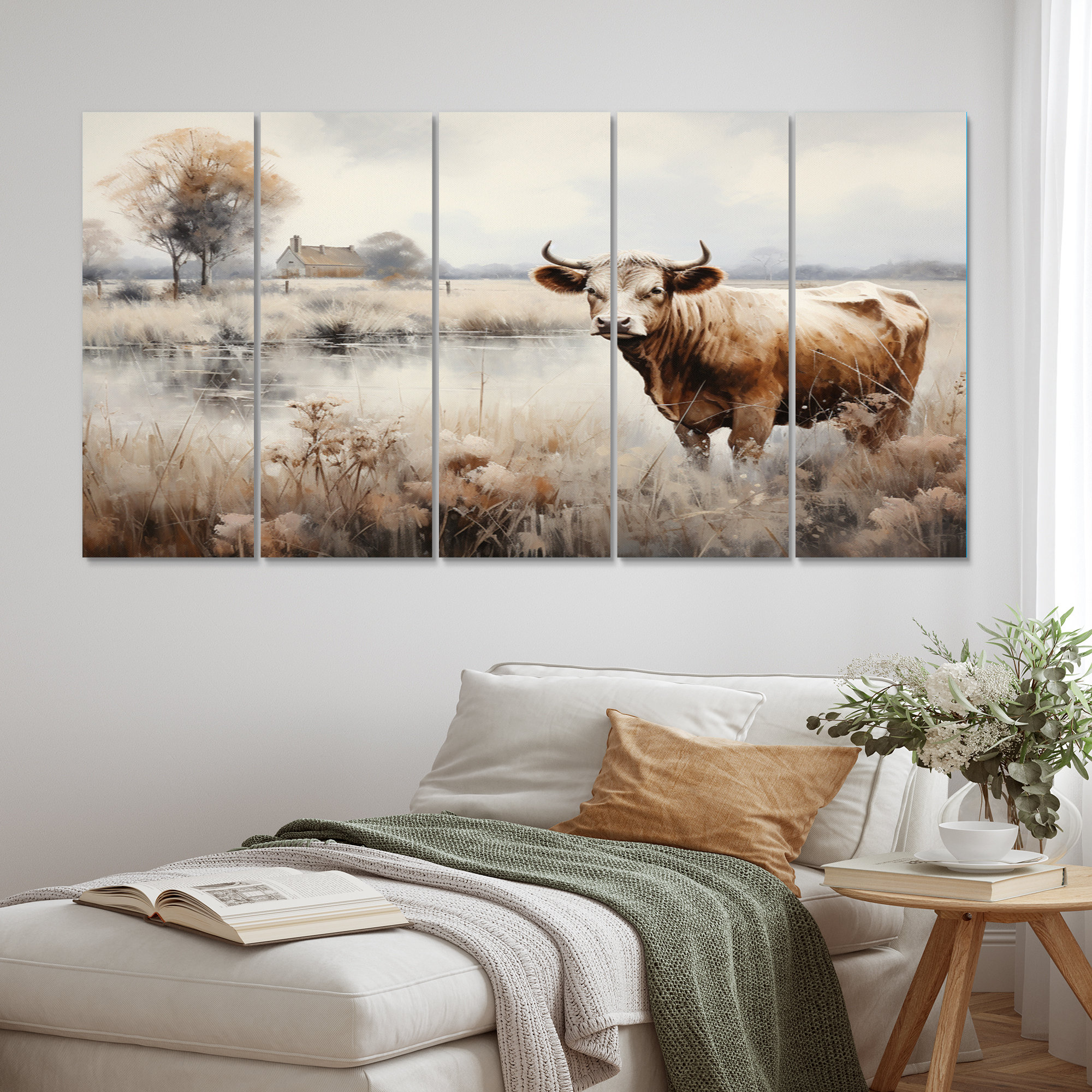 August Grove® Cow In The Meadow II - Animals Metal Wall Decor Set | Wayfair