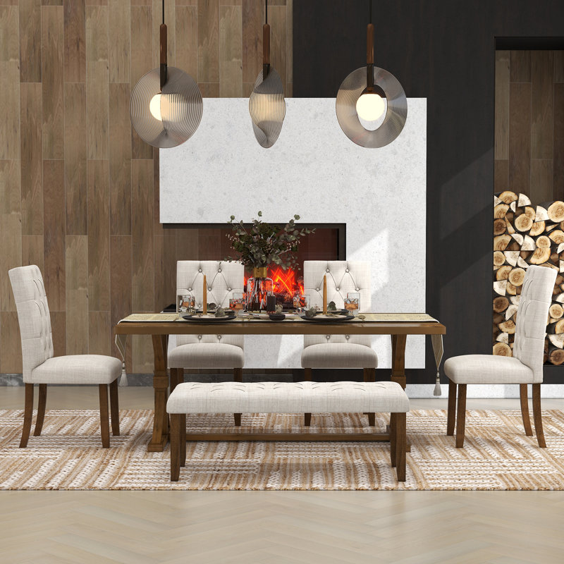Winston Porter Invaldi 6 - Piece Trestle Dining Set & Reviews | Wayfair