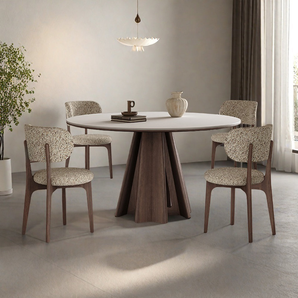 Elamer European modern minimalist round dining table set - Wayfair Canada