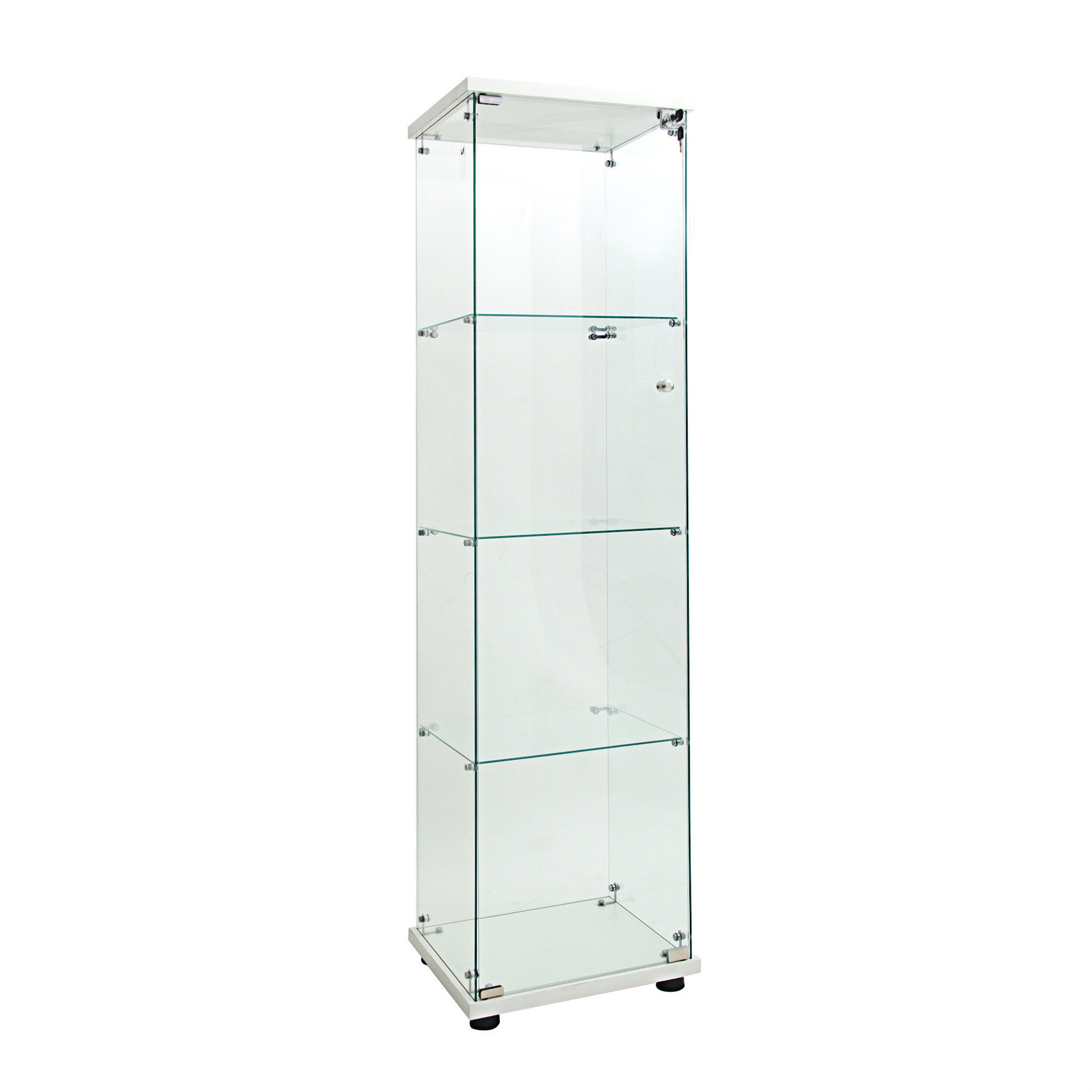 wendeway Lighted 4 Shelves Glass Cabinet Glass Display Cabinet With One ...