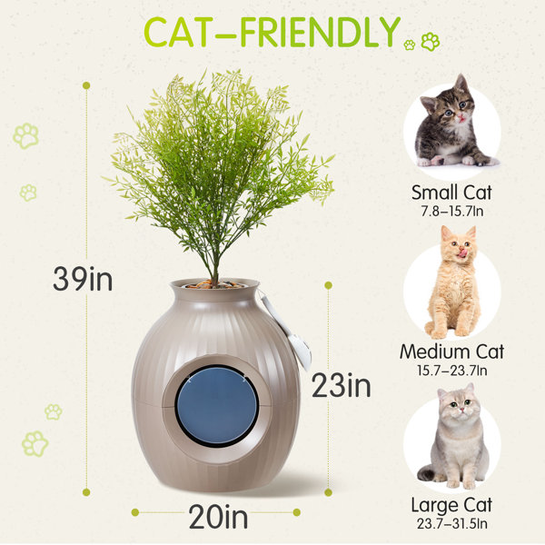 EROMMY Cat Litter Box Enclosure with Artificial Plants, Hidden Litter ...