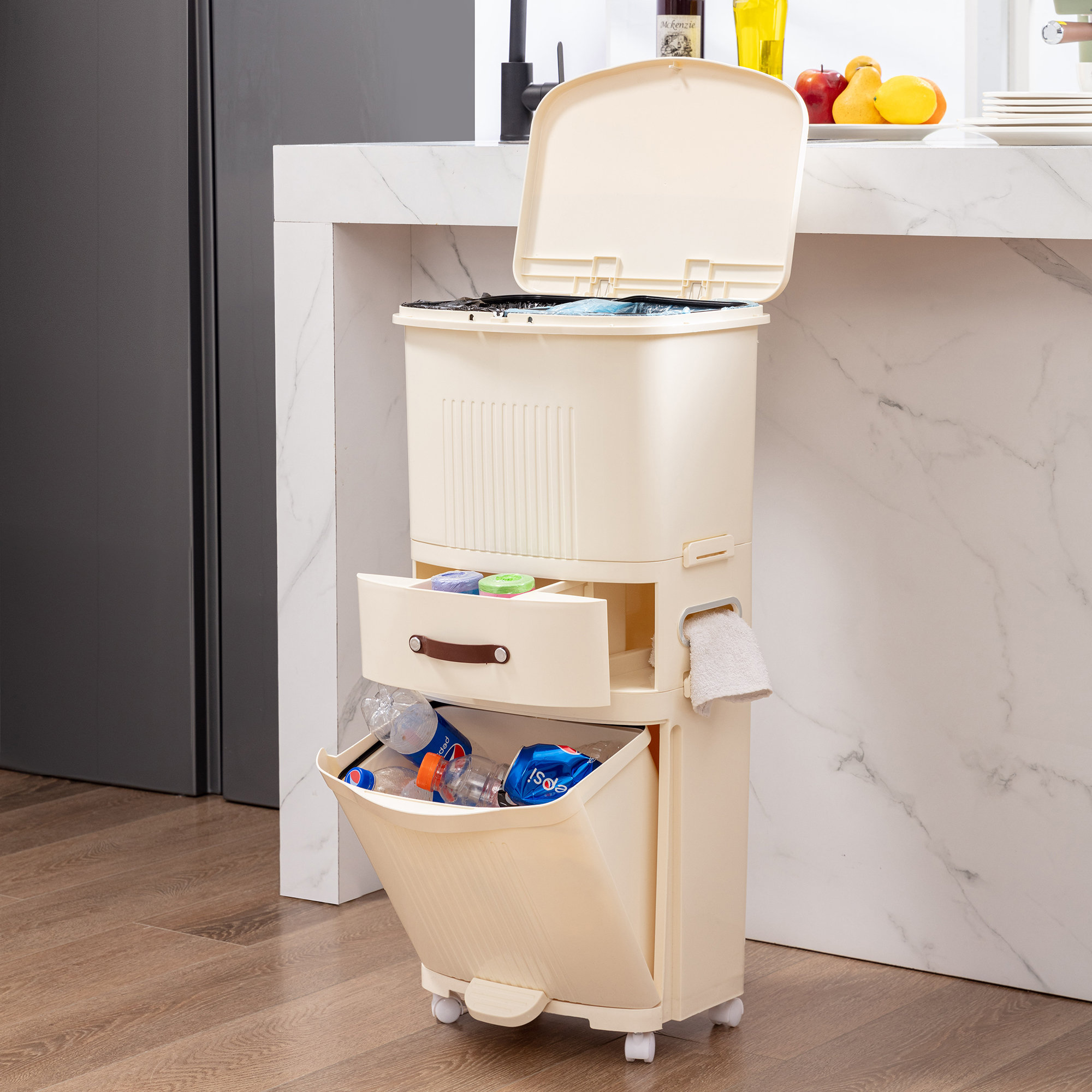 Vecelo VECELO Dry and Wet Separation Trash Can | Wayfair