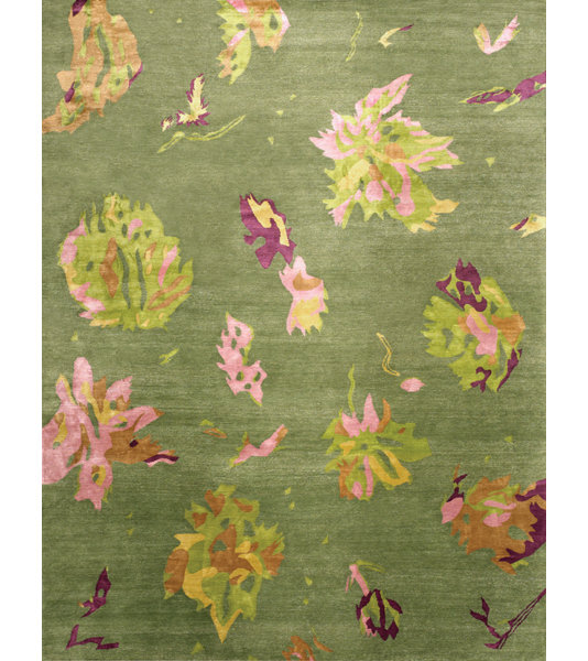 New Moon Rugs Capri Floral Area Rug in Chartreuse/Yellow/Magenta/Rose ...