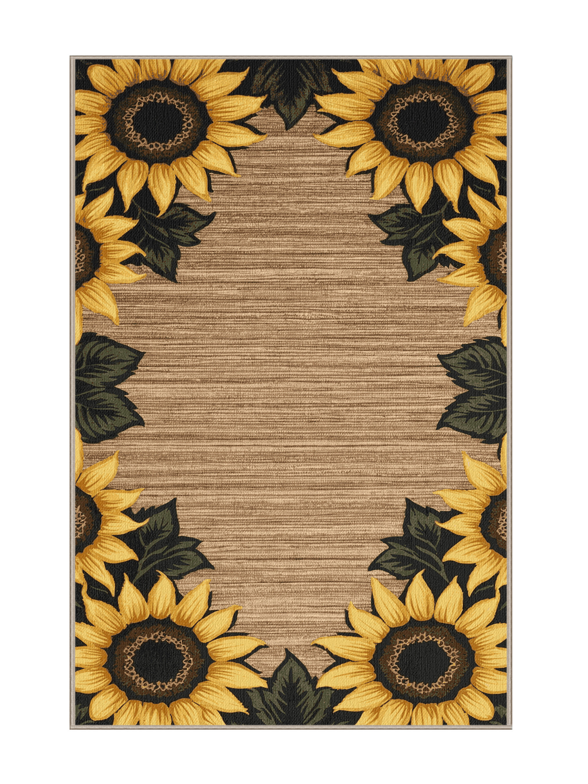 One Allium Way® Washable Corner Sunflowers Farm Area Rug | Wayfair