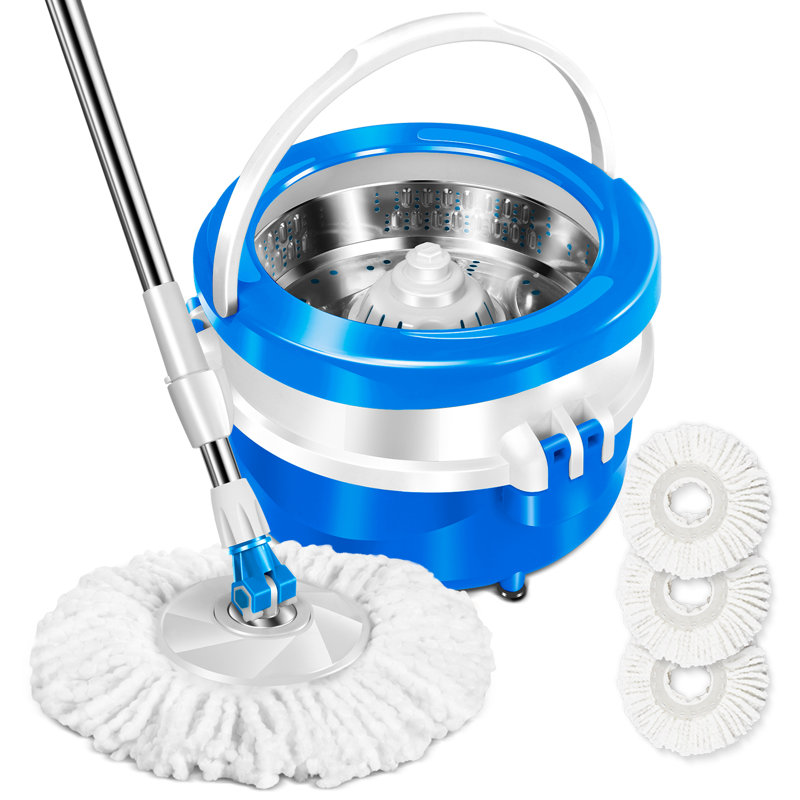 TOPMART 360 Degree Rotating Mop Bucket Set With 3 Microfiber Cloth Mop ...