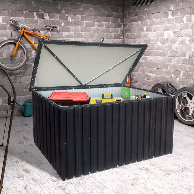 Primestok 258 Gallons Water Resistant Metal Lockable Deck Box with Lock ...