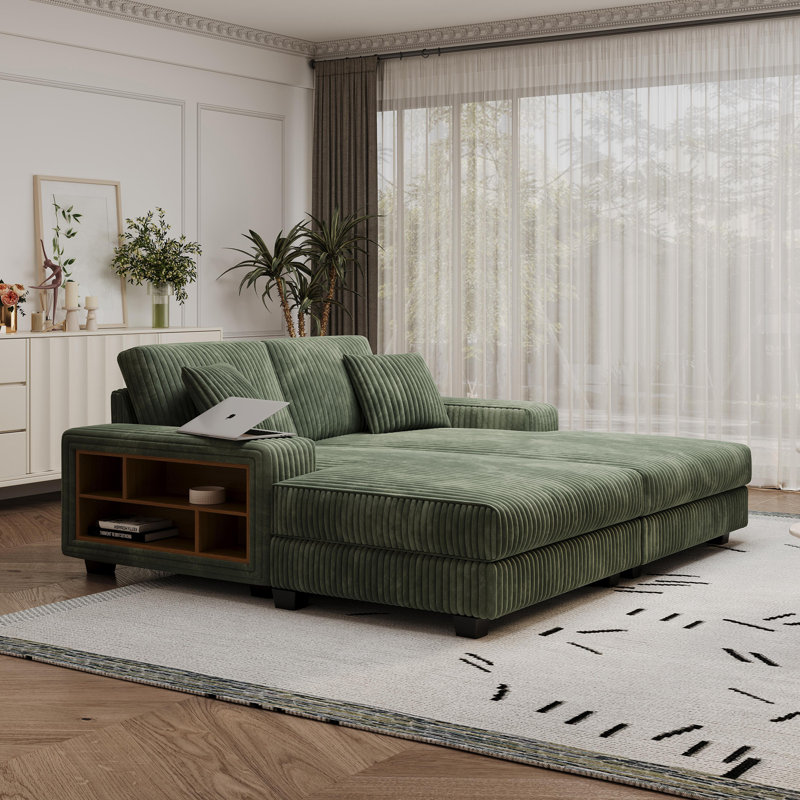 Latitude Run® Modern Corduroy Convertible Combination Sofa Bed & Fluffy ...