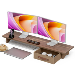 17 Stories Monitor Riser Long, Walnut & Reviews | Wayfair