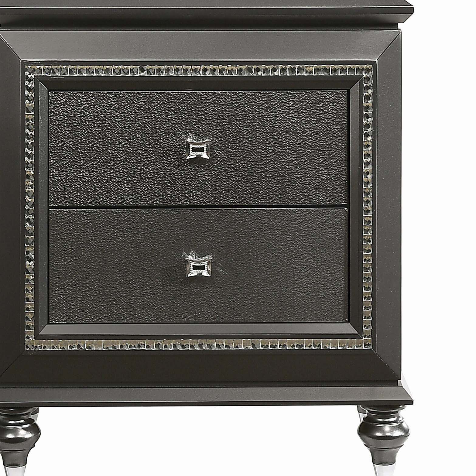 Red Barrel Studio® Metallic Grey Nightstand with 2 Drawers | Wayfair
