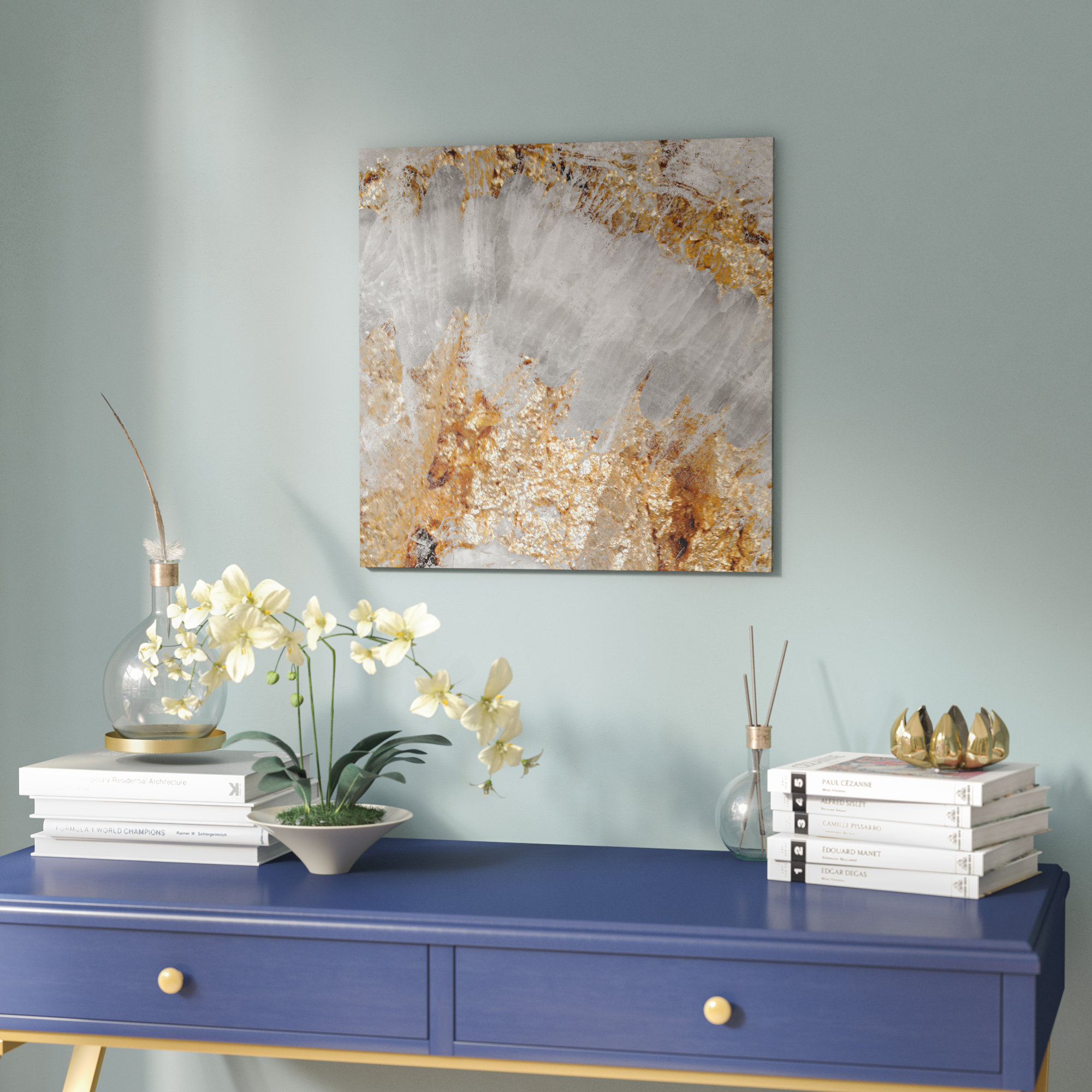 Mercer41 Abstract Adore Gold Geode Crystals - Picture Frame Graphic Art ...