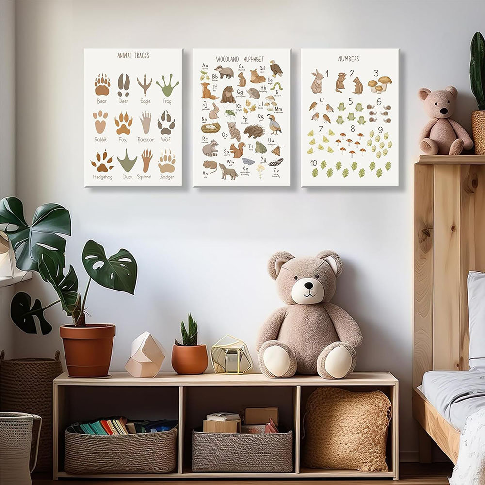 One Allium Way® Animal Tracks Canvas Wall Art Woodland Animals ABC Wall ...