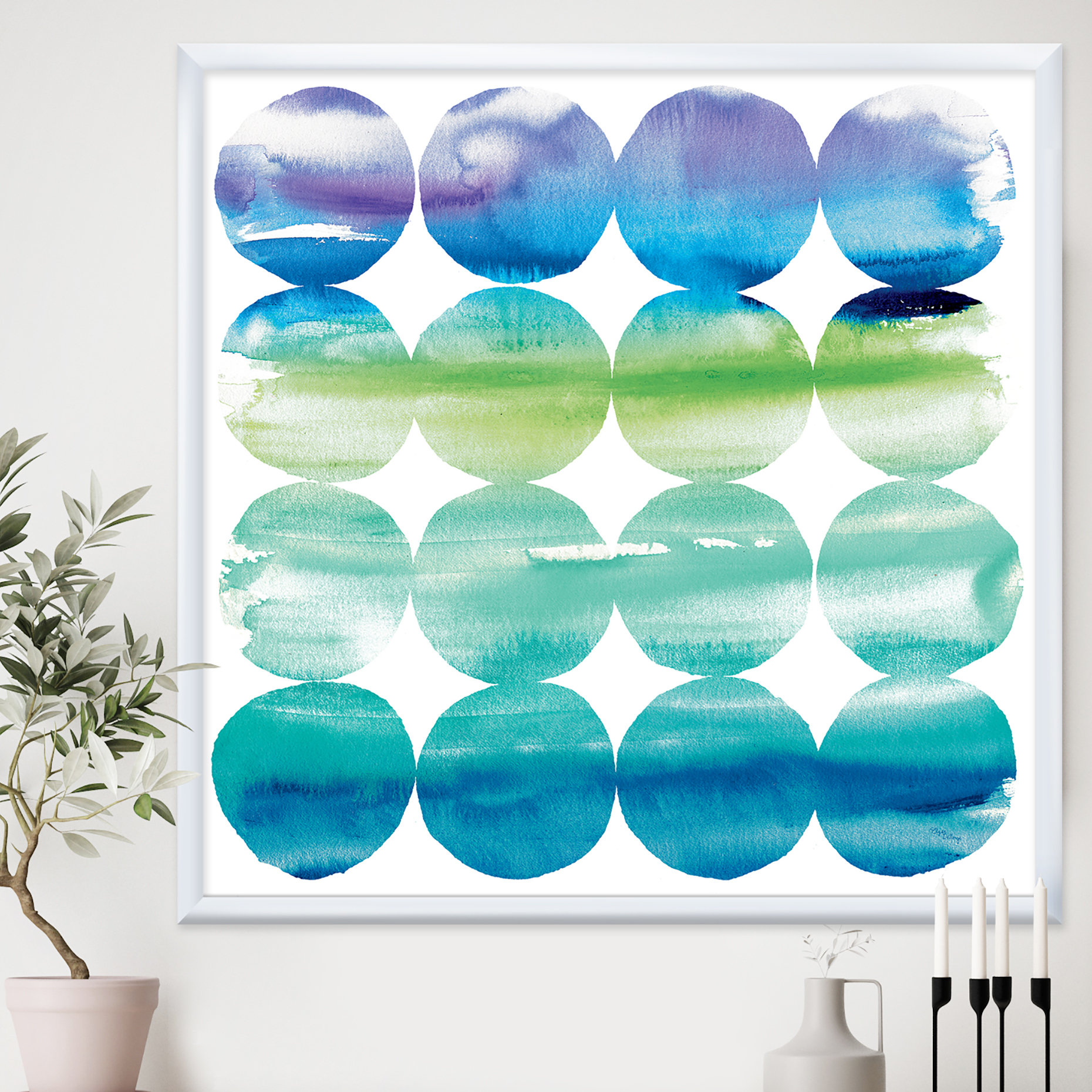 East Urban Home 'Circle Abstract Blue Colorfields I' - Picture Frame ...